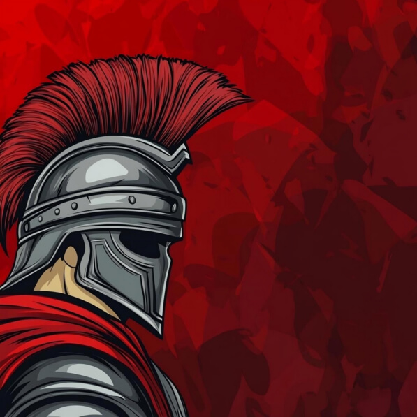 Download Stylized Roman Soldier in Profile with Red Background ...