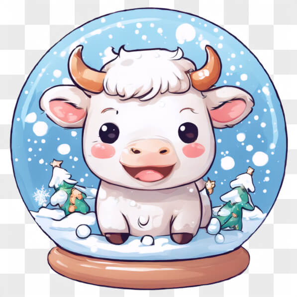 Download Kawaii Cute Cow in a Snow Globe Kawaii Online - Creative Fabrica