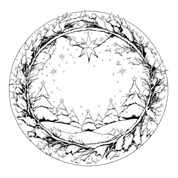 Download Winter Scene Circular Illustration Coloring pages Online ...