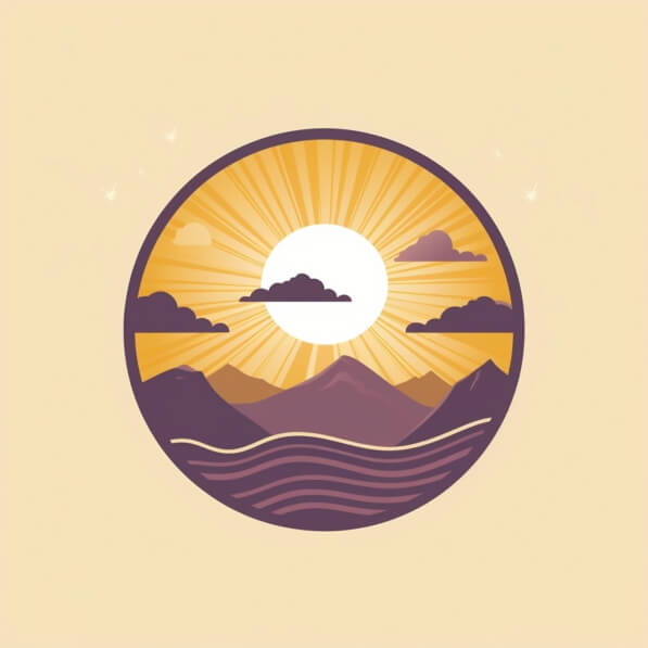 Download Stylized Landscape with Sun and Mountains Backgrounds Online ...