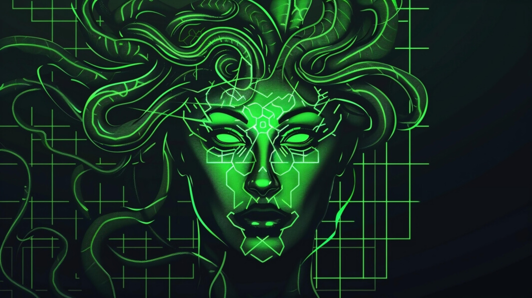 Download Stylized Medusa with Green Patterns Backgrounds Online ...