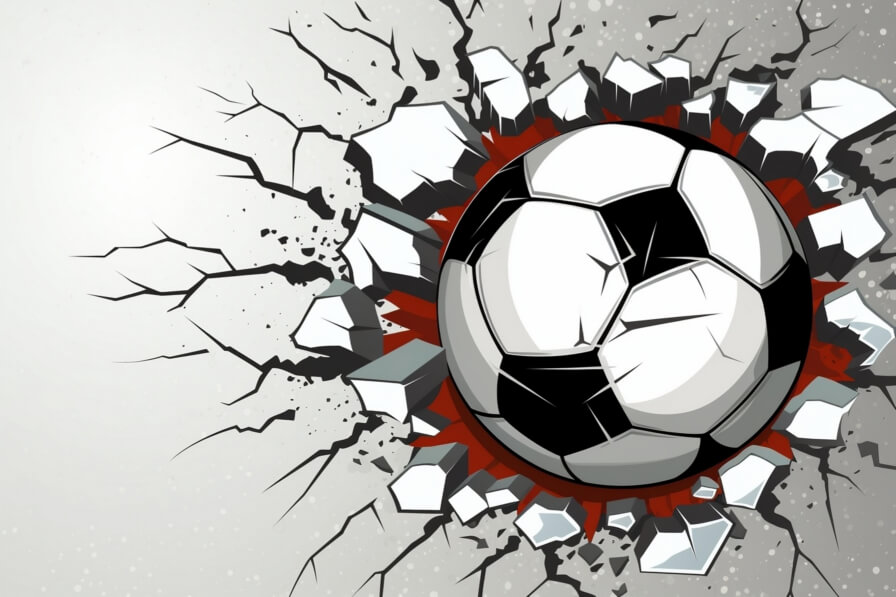 Baixe Bola de Futebol Quebrando a Parede Backgrounds - Creative Fabrica