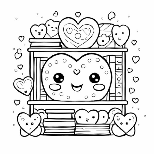 Download Cheerful Heart-Shaped Cookies Illustration Coloring pages ...