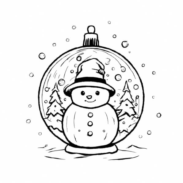 Download Snow Globe with Snowman and Christmas Trees Coloring pages ...