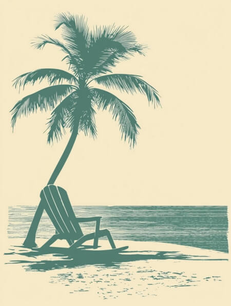 Download Lone Palm Tree and Adirondack Chair on a Beach Backgrounds ...