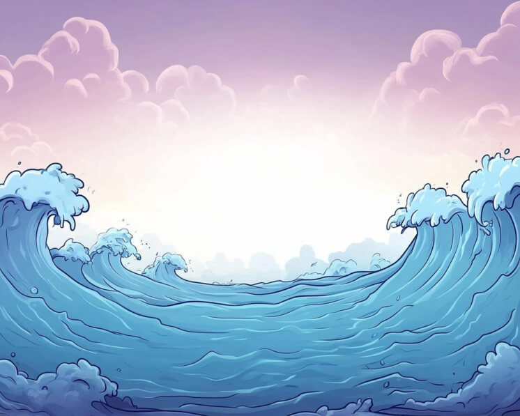 Download Stylized Ocean Waves Against a Gradient Sky Backgrounds Online ...