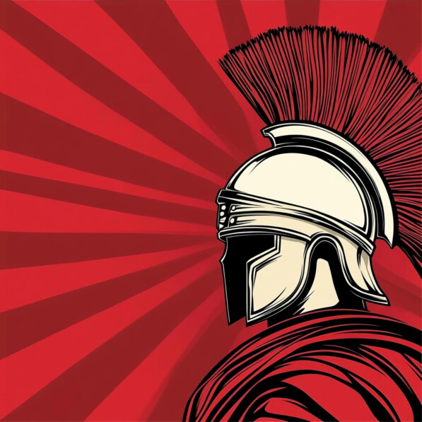 Download Stylized Spartan Helmet on Red Background Backgrounds Online ...