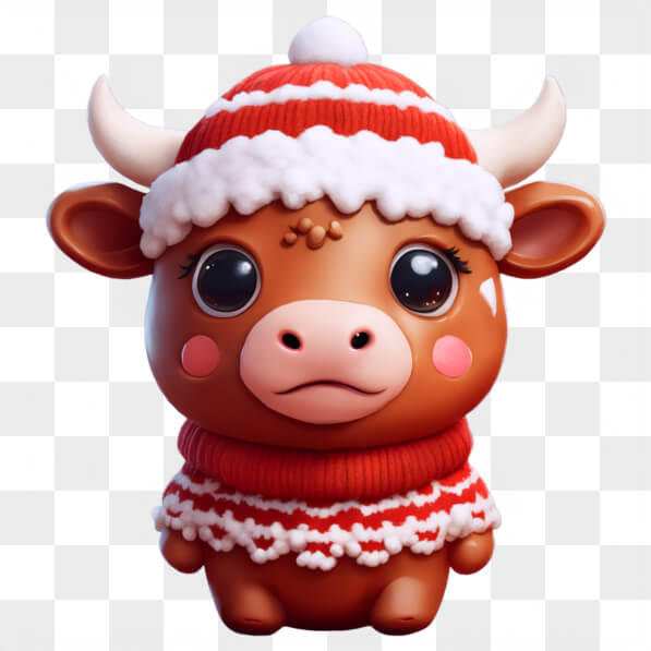Descarga Personaje de vaca Kawaii con suéter festivo y gorro Kawaii En ...