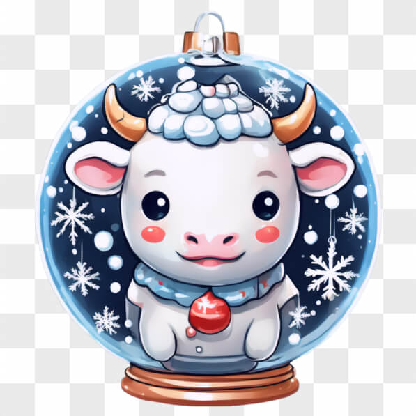Download Kawaii Snow Globe with a Cute Cartoon Cow in Winter Scene ...