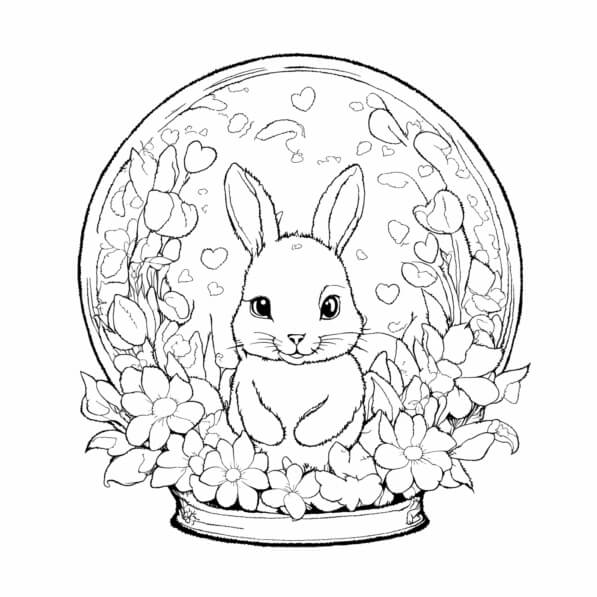 Download Whimsical Rabbit in a Snow Globe Coloring pages Online ...