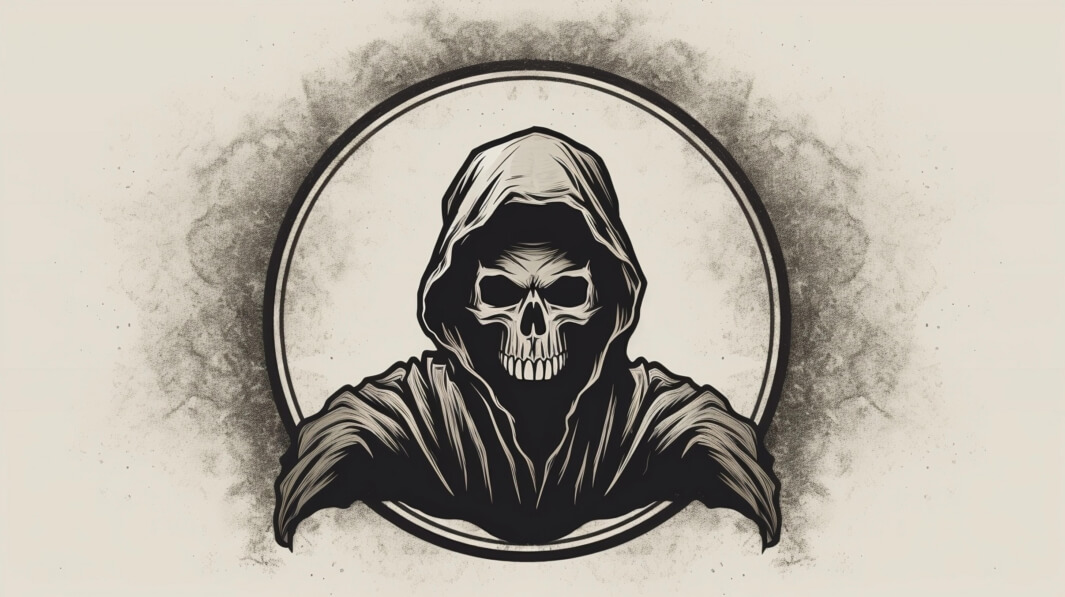 Download Stylized Skull in Cloak Backgrounds Online - Creative Fabrica