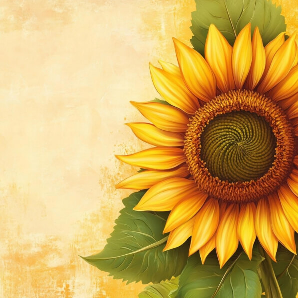Download Vibrant Sunflower with Green Leaves Backgrounds Online ...