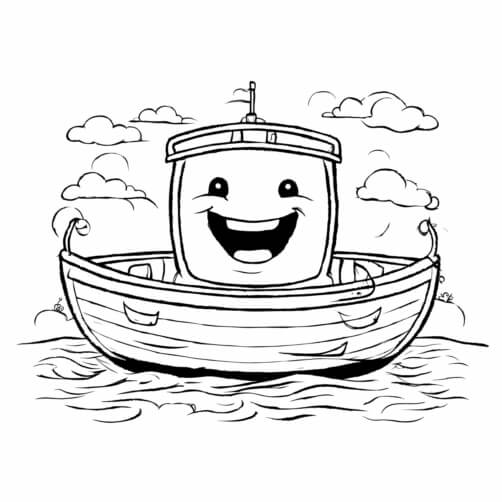 Download Educational Cartoon-Style Boat in the Ocean Coloring pages ...