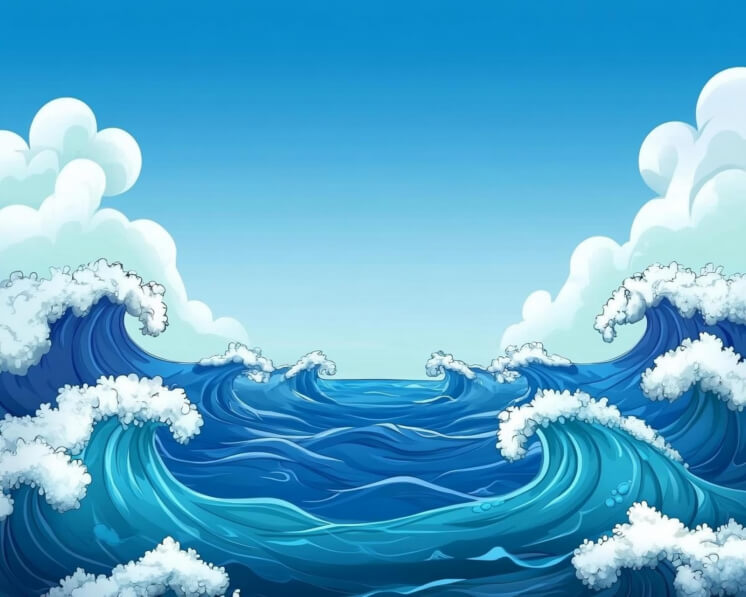 Descarga Olas animadas bajo cielo azul Fondos En Línea - Creative Fabrica