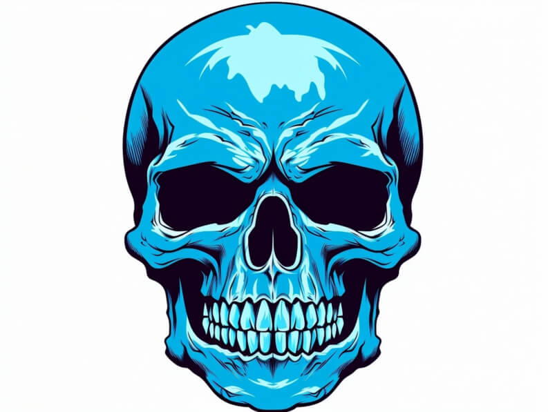 Baixe Ilustração Artística de Caveira Azul Backgrounds - Creative Fabrica