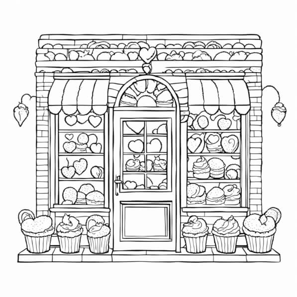 Download Charming Bakery Storefront Coloring pages Online - Creative ...