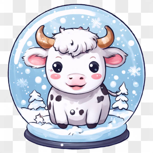 Download Kawaii Cow in a Snow Globe with Winter Scene Kawaii Online ...