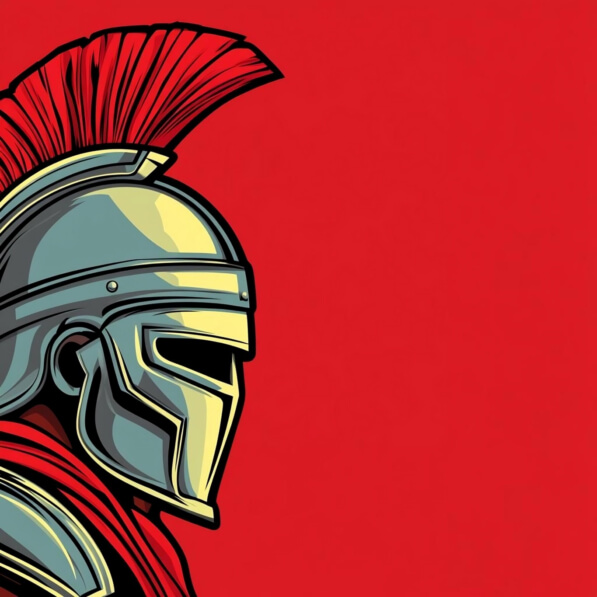 Download Stylized Roman Gladiator Helmet on Red Background Backgrounds ...