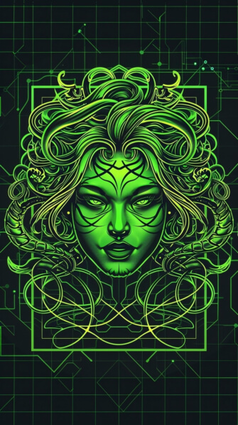 Download Futuristic Green Figure with Intricate Designs Backgrounds ...