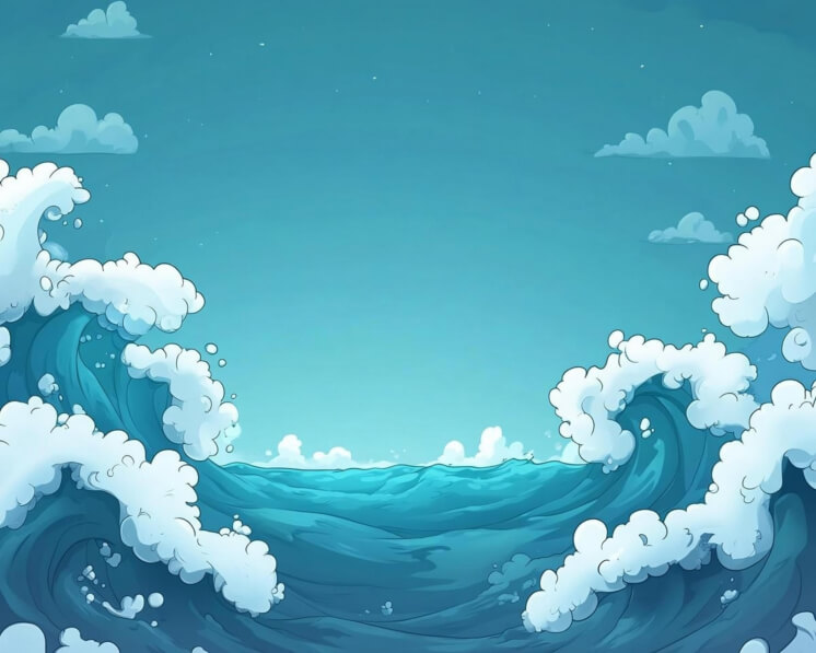 Download Cartoon-style Ocean Waves with Clouds Backgrounds Online ...