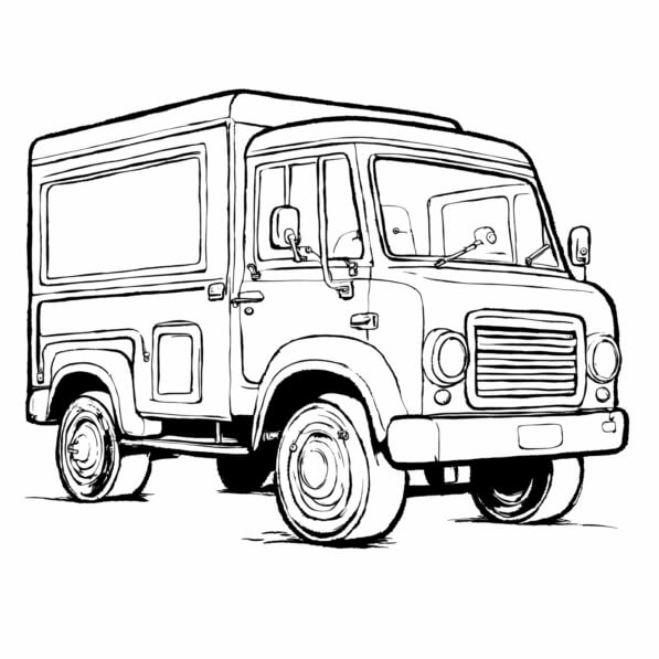 Download Vintage Delivery Truck Outline Coloring pages Online ...