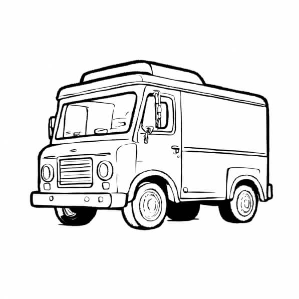 Download Vintage Delivery Truck Outline Coloring pages Online ...