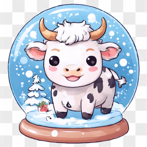 Download Kawaii Cow in a Snow Globe with Winter Scene Kawaii Online ...
