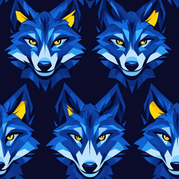 Download Stylized Blue Wolf Heads Pattern Patterns Online - Creative ...