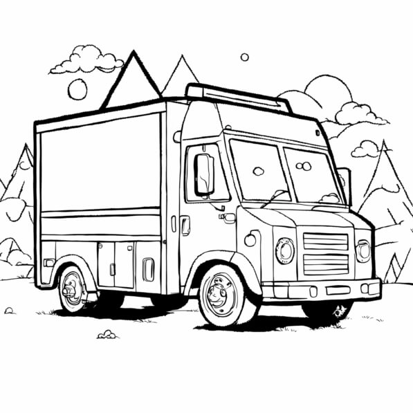 Download Food Truck in Scenic Outdoor Setting Coloring pages Online ...