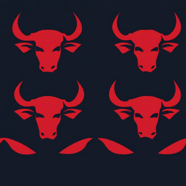 Scarica Pattern di teste di toro stilizzate su sfondo rosso e scuro ...