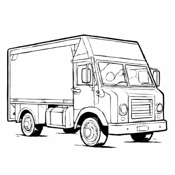 Download Line Drawing of a Delivery Truck Coloring pages Online ...