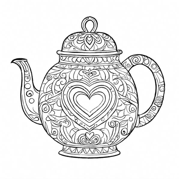 Download Intricate Teapot Coloring Page Coloring pages Online ...