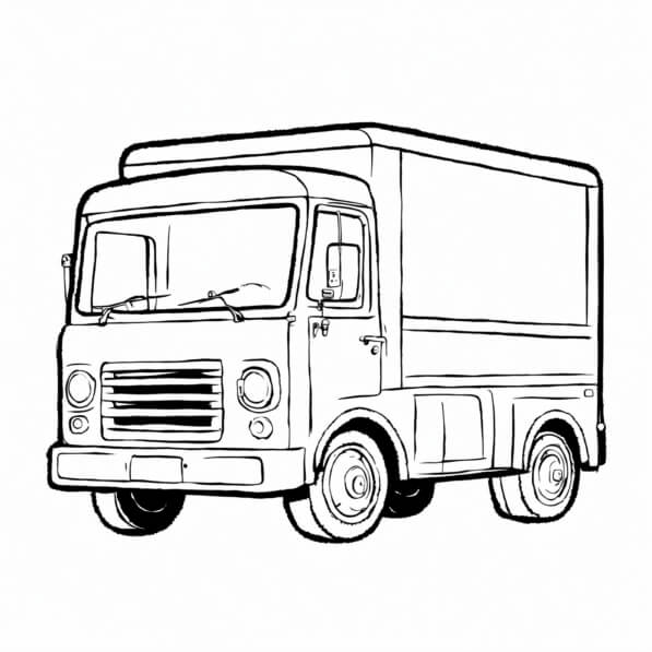 Download Line Drawing of a Delivery Truck Coloring pages Online ...