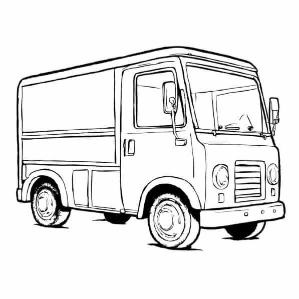 Download Line Drawing of a Delivery Truck Coloring pages Online ...