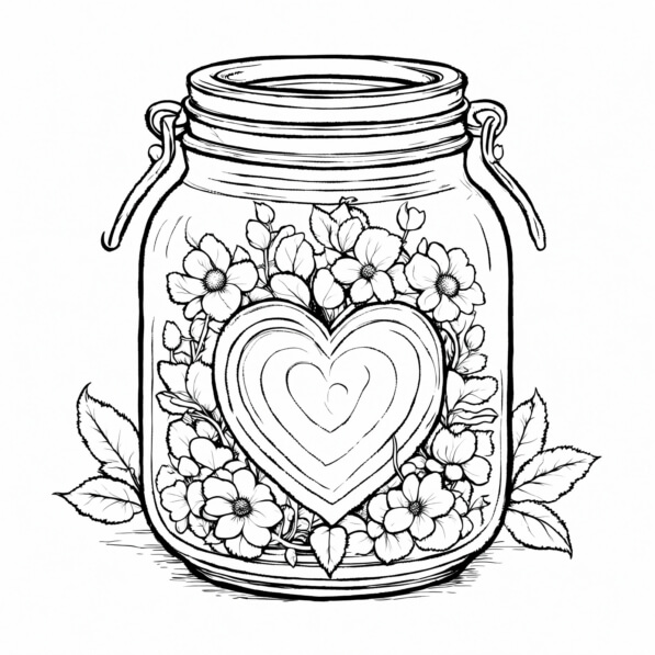 Scarica Barattolo a forma di cuore con fiori Pagine da colorare Online ...