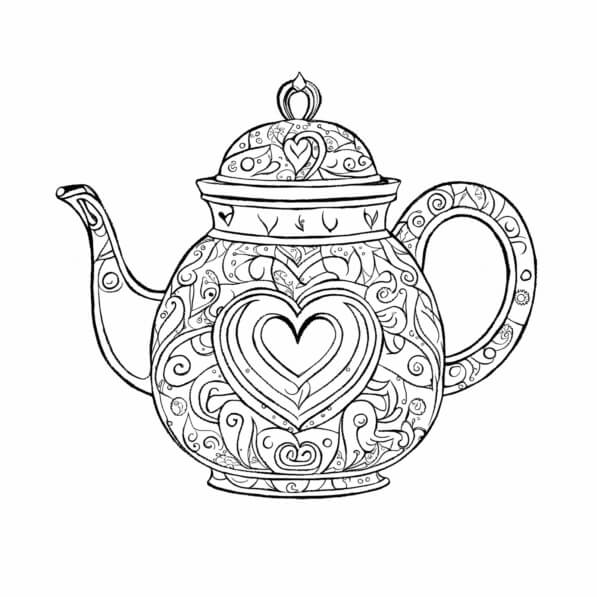Download Intricate Teapot Design Coloring pages Online - Creative Fabrica