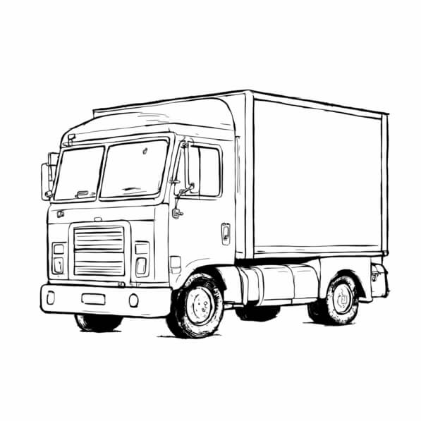 Download Line Drawing of a Delivery Truck Coloring pages Online ...