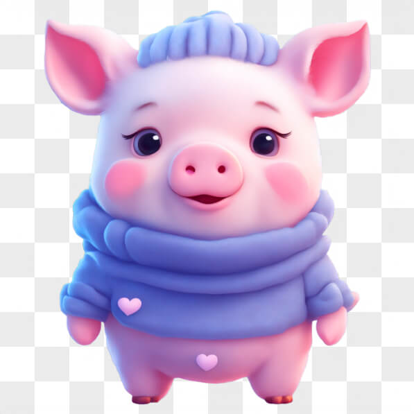 Descarga Personaje de cerdito Kawaii con suéter azul Kawaii En Línea ...