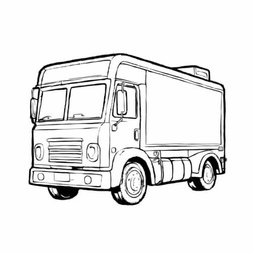 Download Line Drawing of a Delivery Truck Coloring pages Online ...