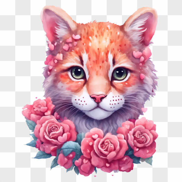 Descarga Gato lindo con rosas y corazones Cartoons En Línea - Creative ...
