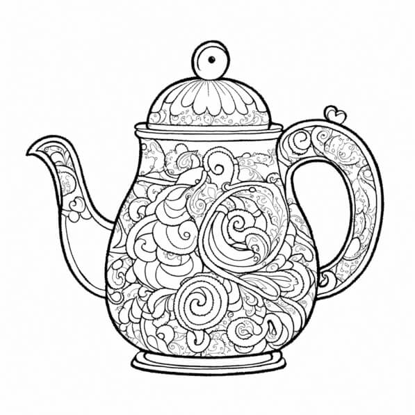 Download Intricate Teapot Design Coloring pages Online - Creative Fabrica