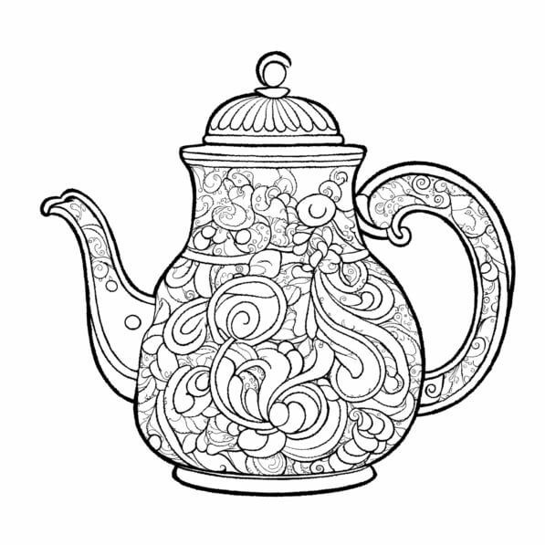 Download Intricate Teapot Design Coloring pages Online - Creative Fabrica