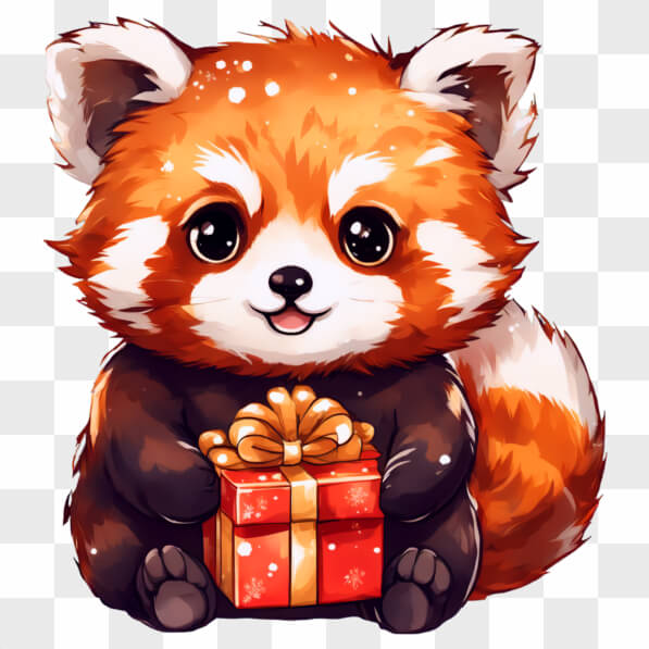 Download Kawaii Red Panda Holding a Gift Box Kawaii Online - Creative ...