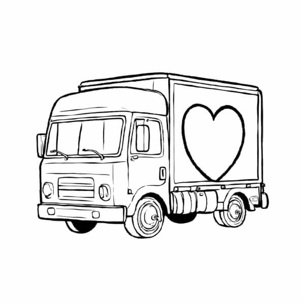 Download Illustration of a Delivery Truck with Heart Symbol Coloring ...