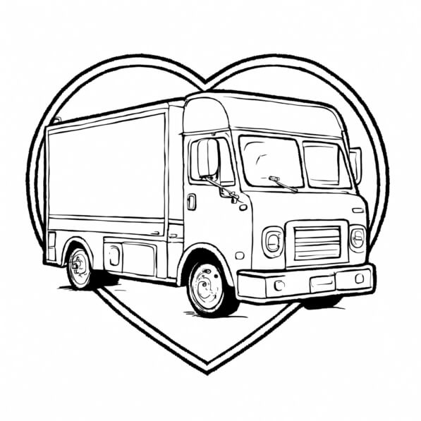 Download Delivery Truck in Heart Shape Coloring pages Online - Creative ...
