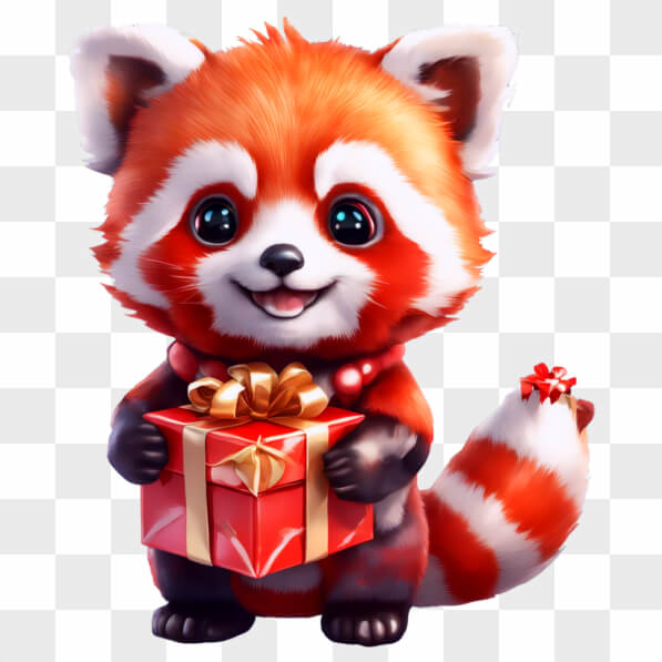 Download Kawaii Red Panda with Gift Box Kawaii Online - Creative Fabrica