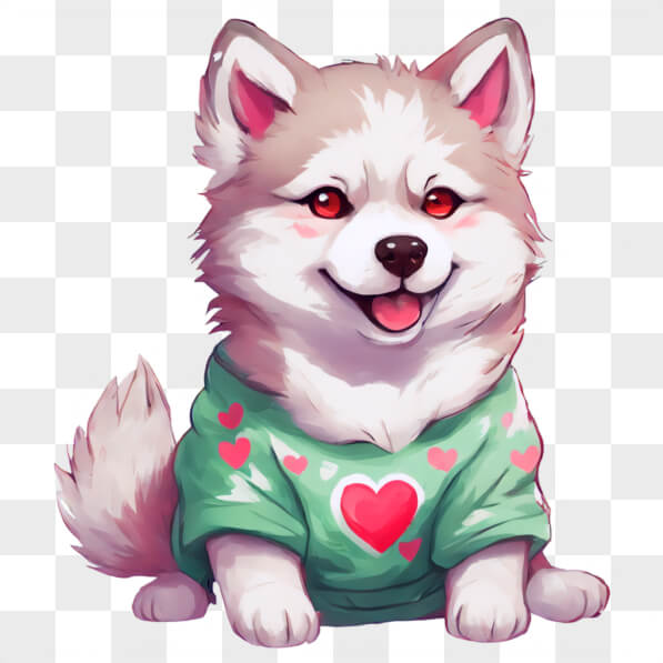 Descarga Perro de dibujo animado kawaii en suéter con corazón Kawaii En ...