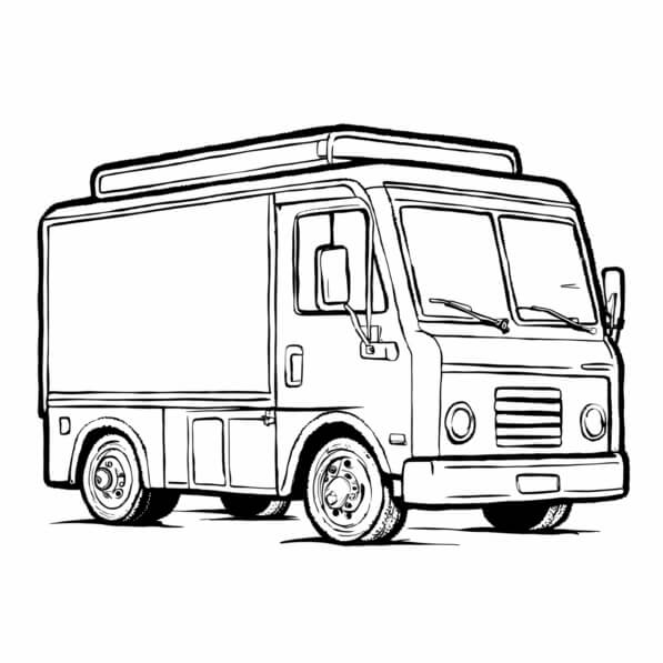 Download Simple line drawing of a food truck Coloring pages Online ...