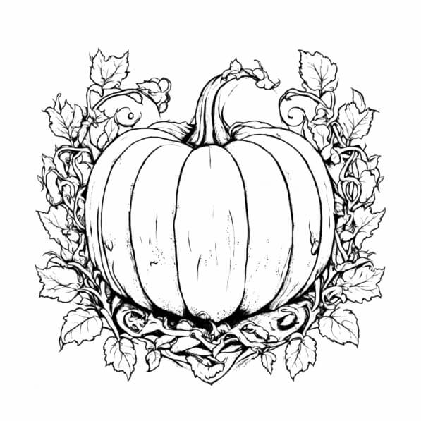 Download Intricate Pumpkin Drawing Coloring pages Online - Creative Fabrica