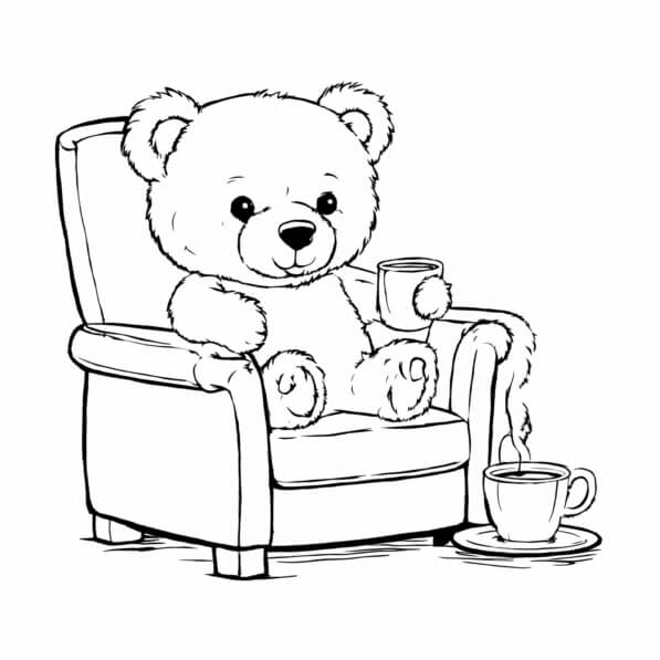Download Cozy Teddy Bear in Armchair Coloring pages Online - Creative ...